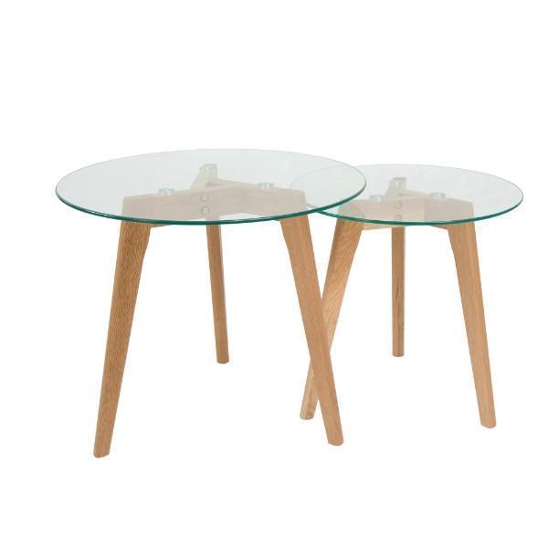 Oak side table with glass top store