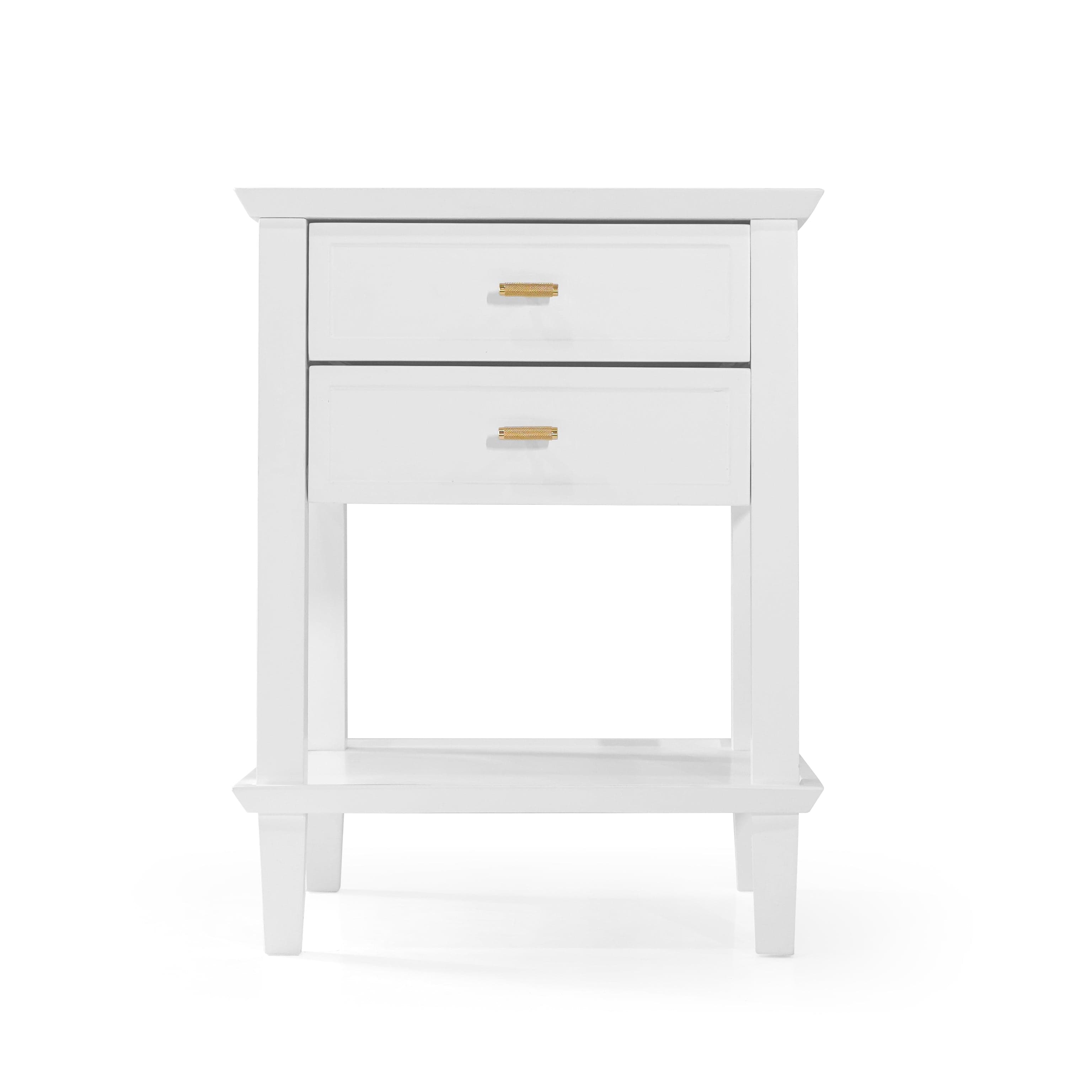 Kelburn White 2 Drawer Hamptons Bed / Side Table – Oneworld Collection NZ