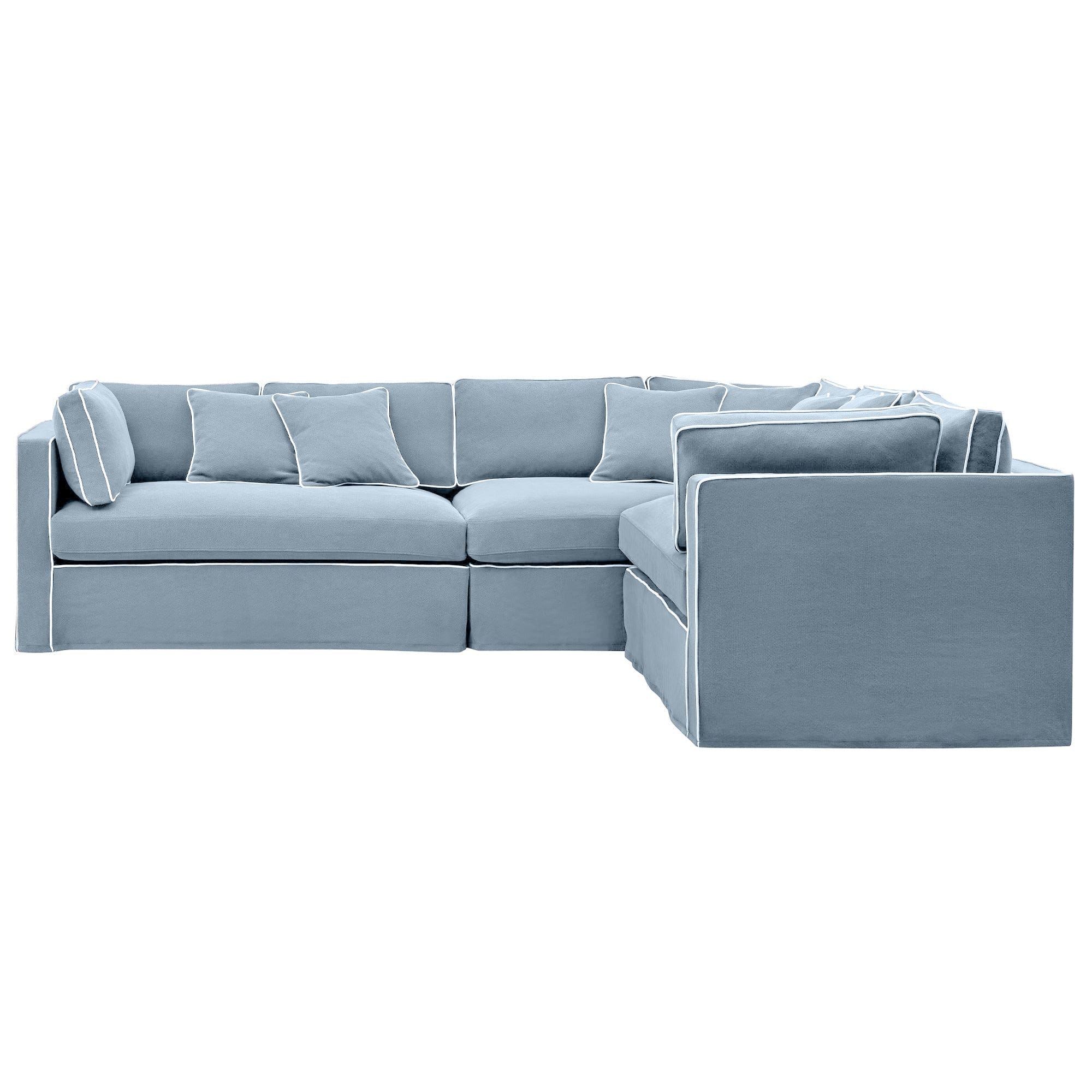 Marbella Modular Sofa Beach with White Piping Left – Oneworld Collection NZ