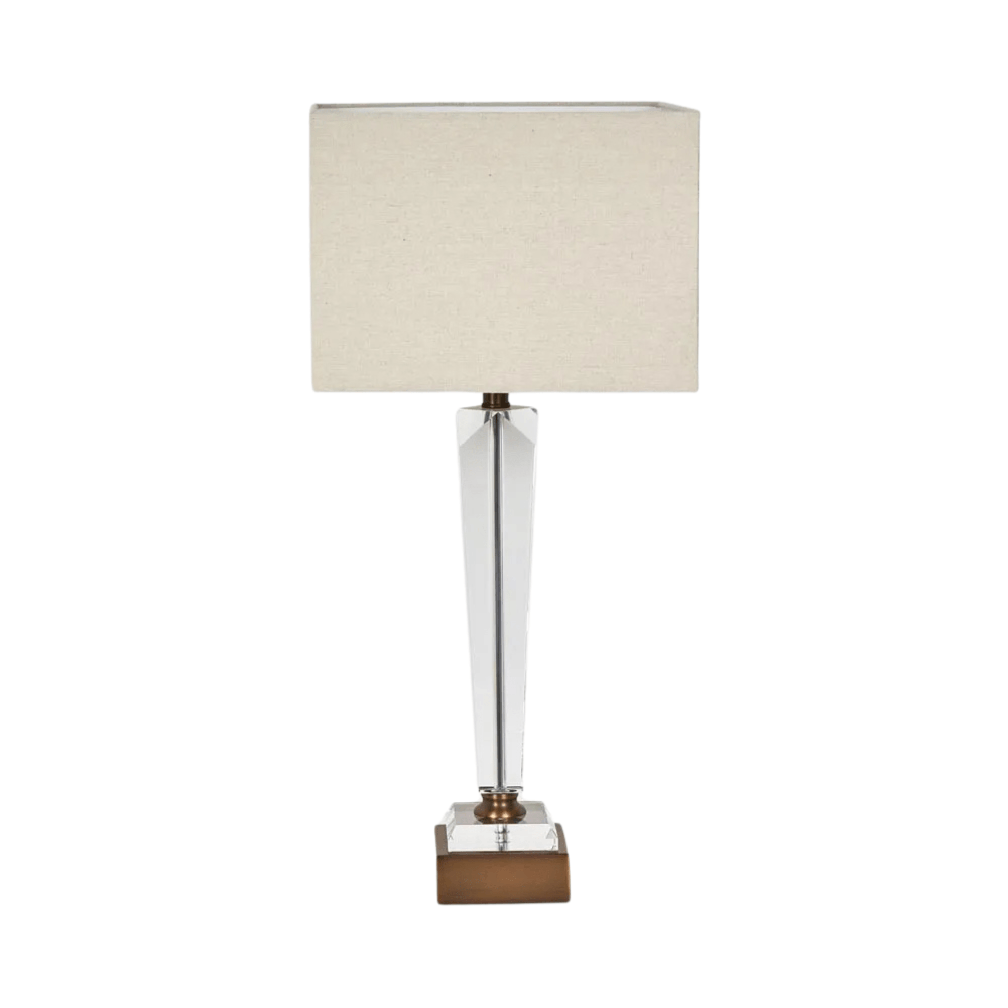 Monument Hand Cut Crystal Lamp w/ Natural Linen Shade – Oneworld ...