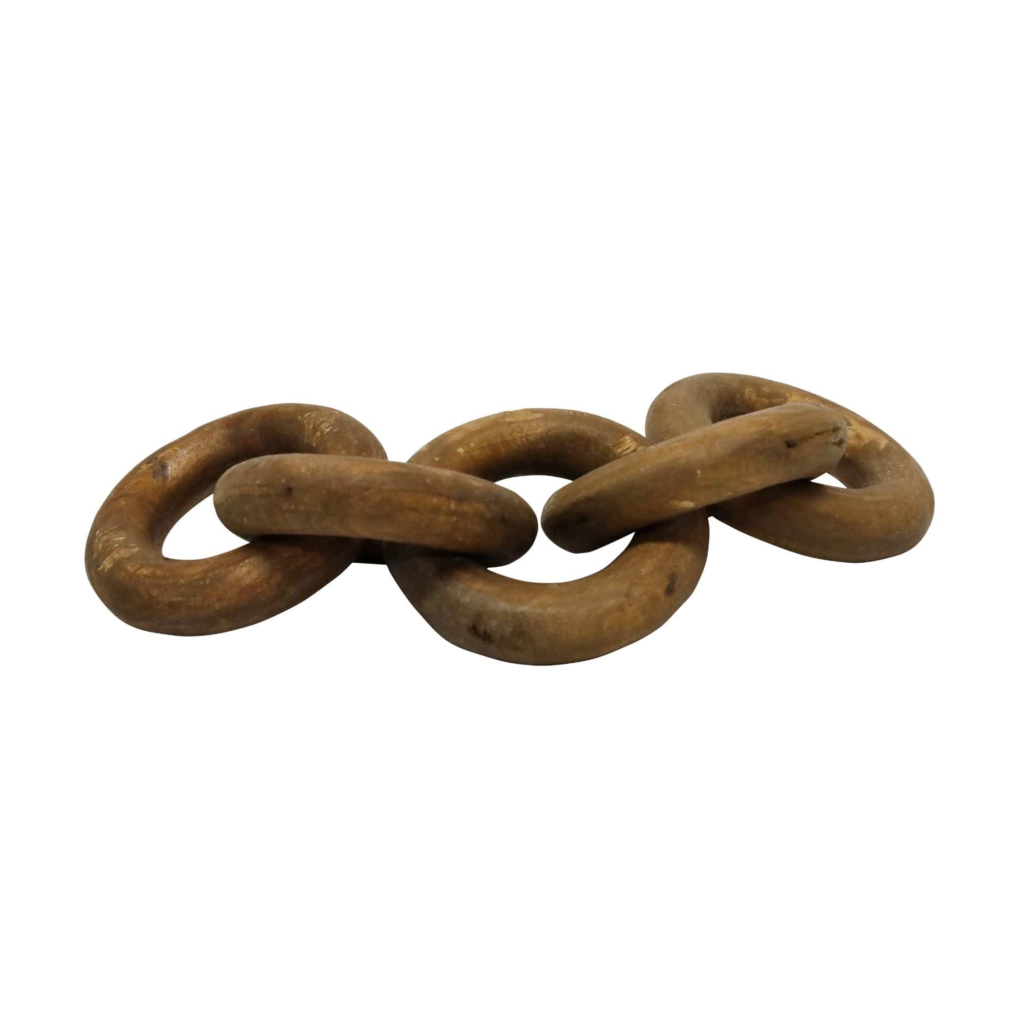 Antique Wooden 5 Link Chain - Natural - 40cm Long – Oneworld Collection NZ