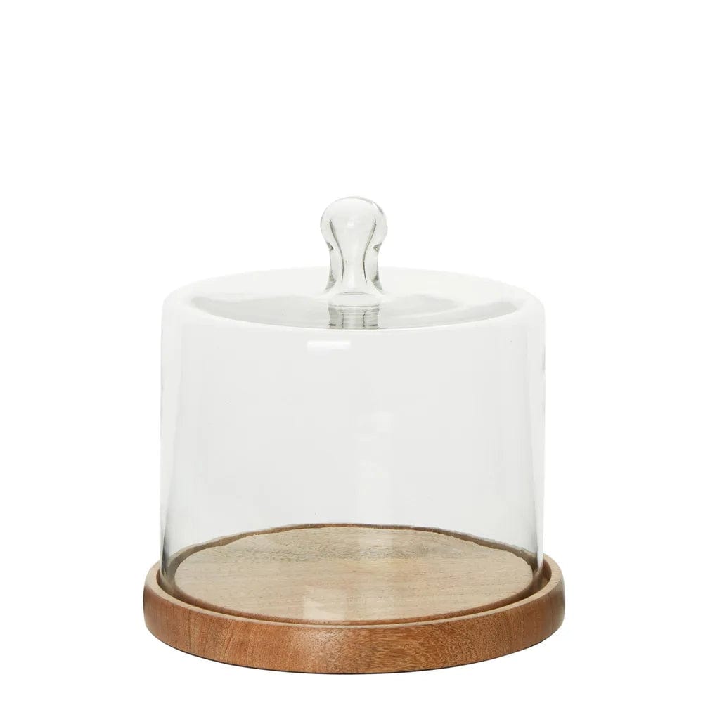 Lorna Glass Cloche Cake Stand with Wooden Base – Oneworld Collection NZ