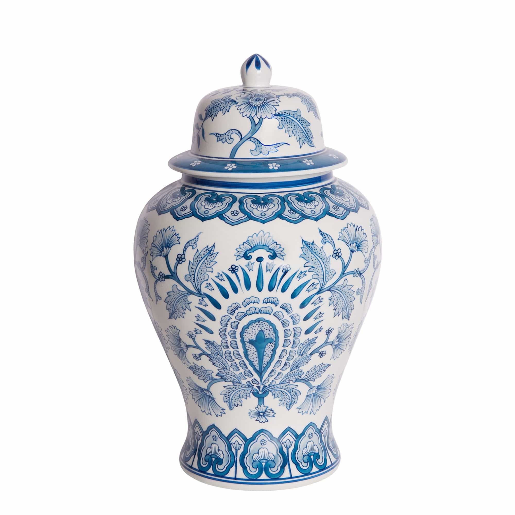 Beau Blue & White Porcelain Ginger Jar Large – Oneworld Collection NZ
