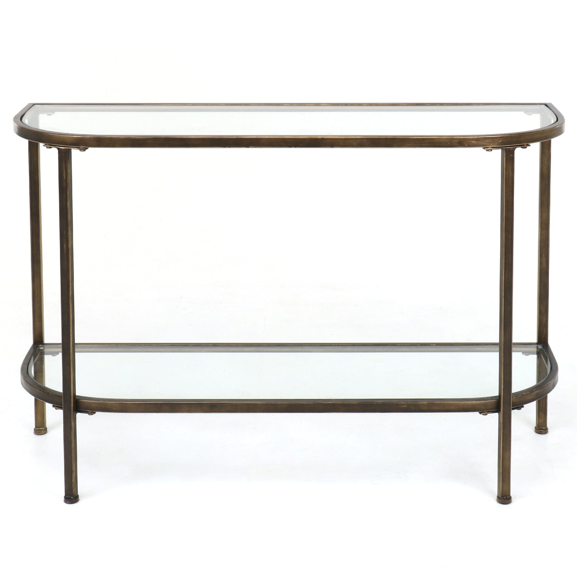 Palladium Curved Glass Console Table Brass – Oneworld Collection NZ
