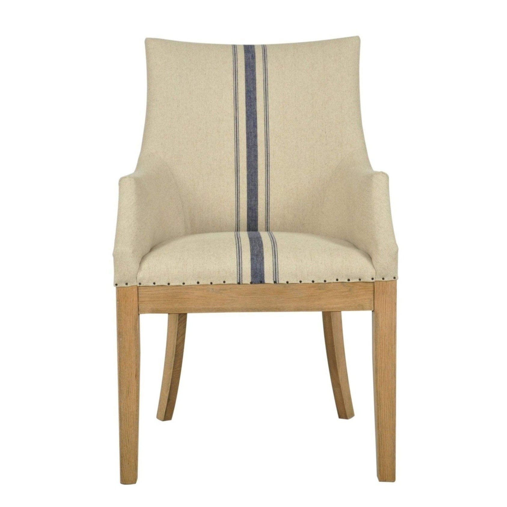 Oakwood Linen Carver Chair Blue Stripe – Oneworld Collection NZ